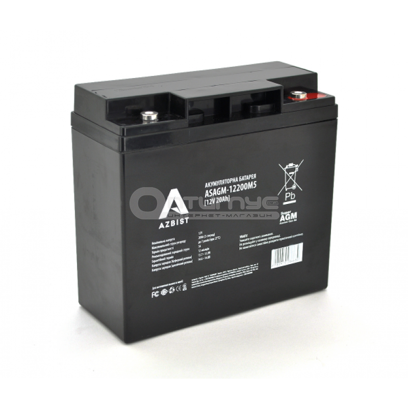 Аккумулятор AZBIST Super AGM ASAGM-12200, Black Case, 12 В 20 Ач ...